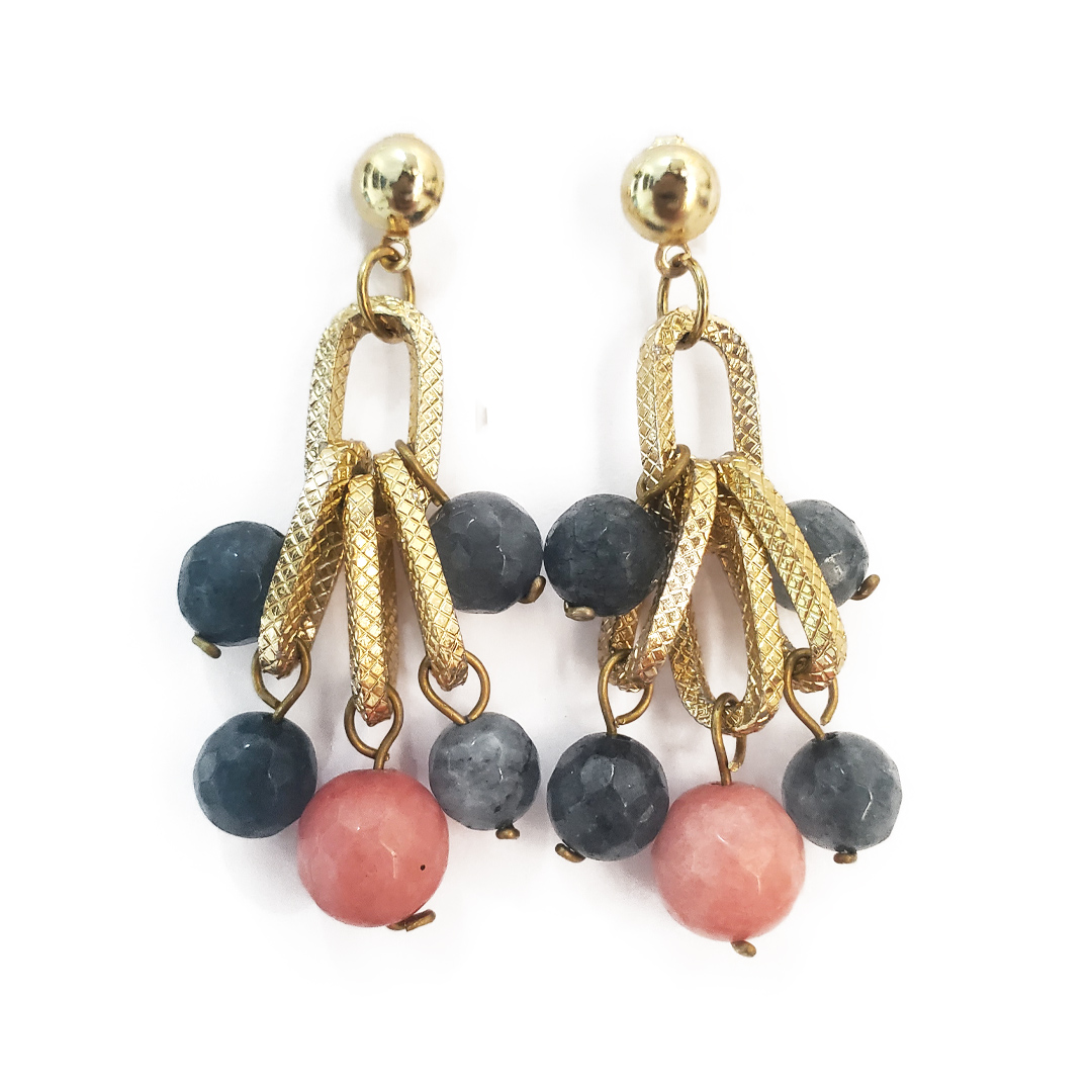 Erui Designs Rose Gold Lock With Agate Gemstones (Stud Hanging Earring ...