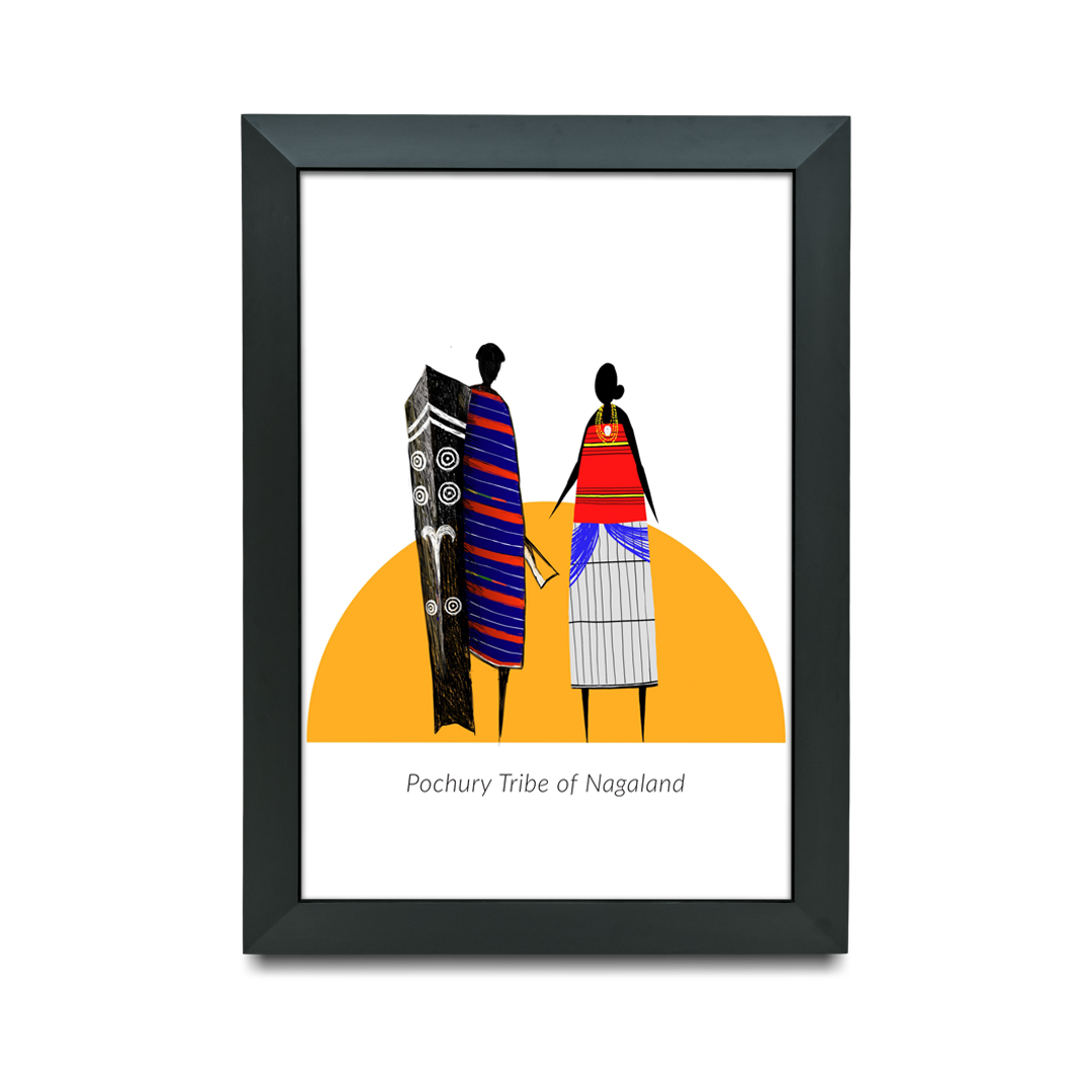 Pochury Tribe of Nagaland, Naga Tribe Digital Art with Frame - Made In ...
